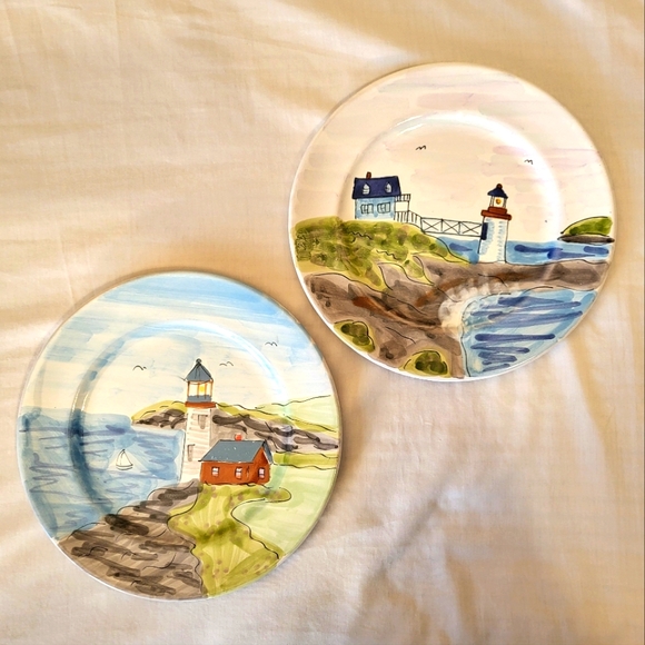 Handcrafted | Dining | 2 9 Lighthouse Salad Dessert Plates Mesa ...